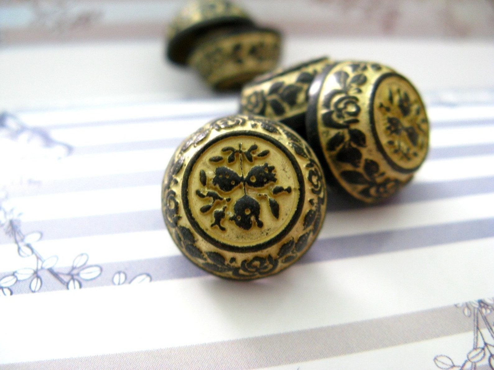 Metal Buttons Flower Carving Metal Buttons Gunmetal Yellow - Etsy