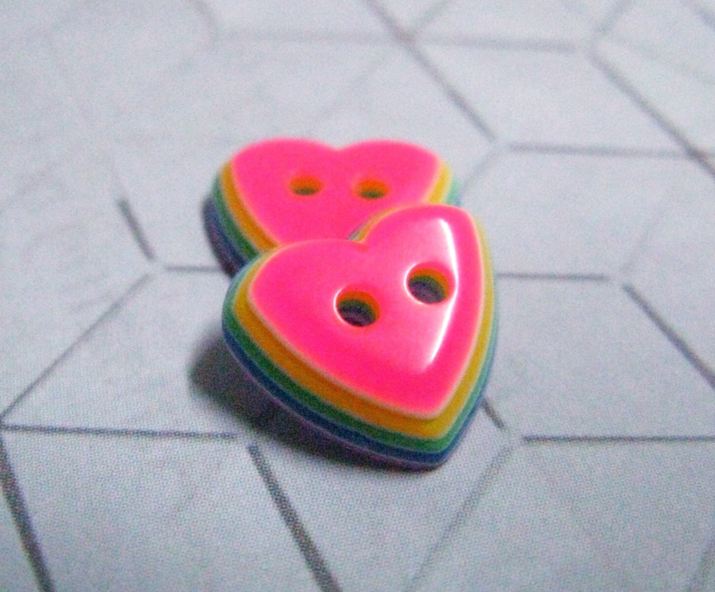 Lovely 10 Pieces of Multilayer Rainbow Heart Candy Buttons 2 - Etsy