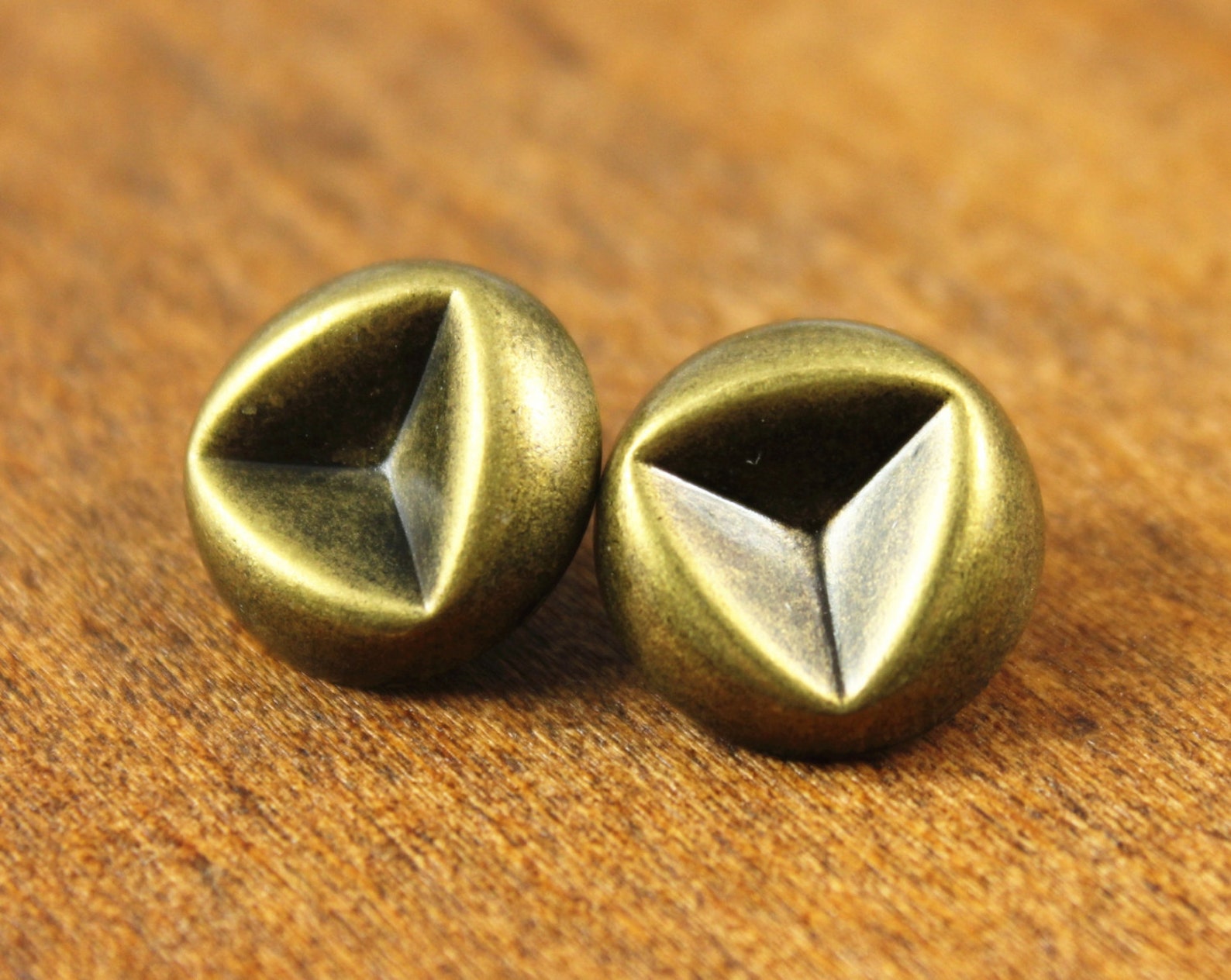 Metal Buttons Triangle Concave Metal Buttons Antique Brass - Etsy