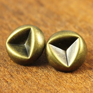 Metal Buttons - Triangle Concave Metal Buttons , Antique Brass Color ...