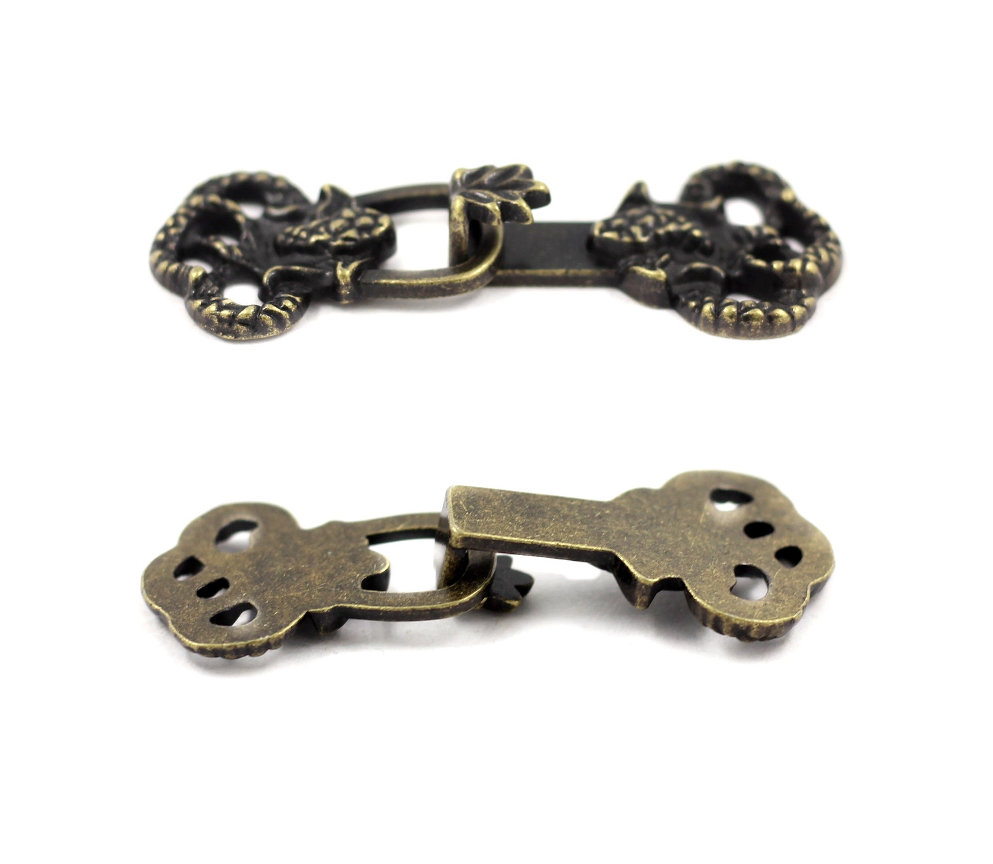 Cloak Clasp Fasteners - 5 Pairs Snake Head Cloak Clasp Antique Brass ...