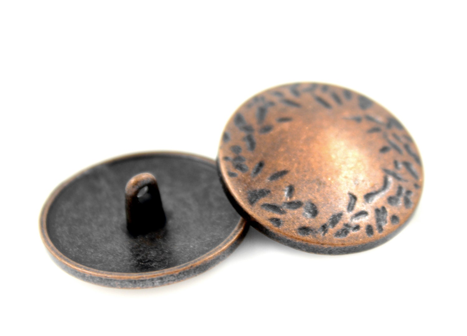Metal Buttons - Hammered Edge Retro Copper Metal Buttons , Shank , 1 ...