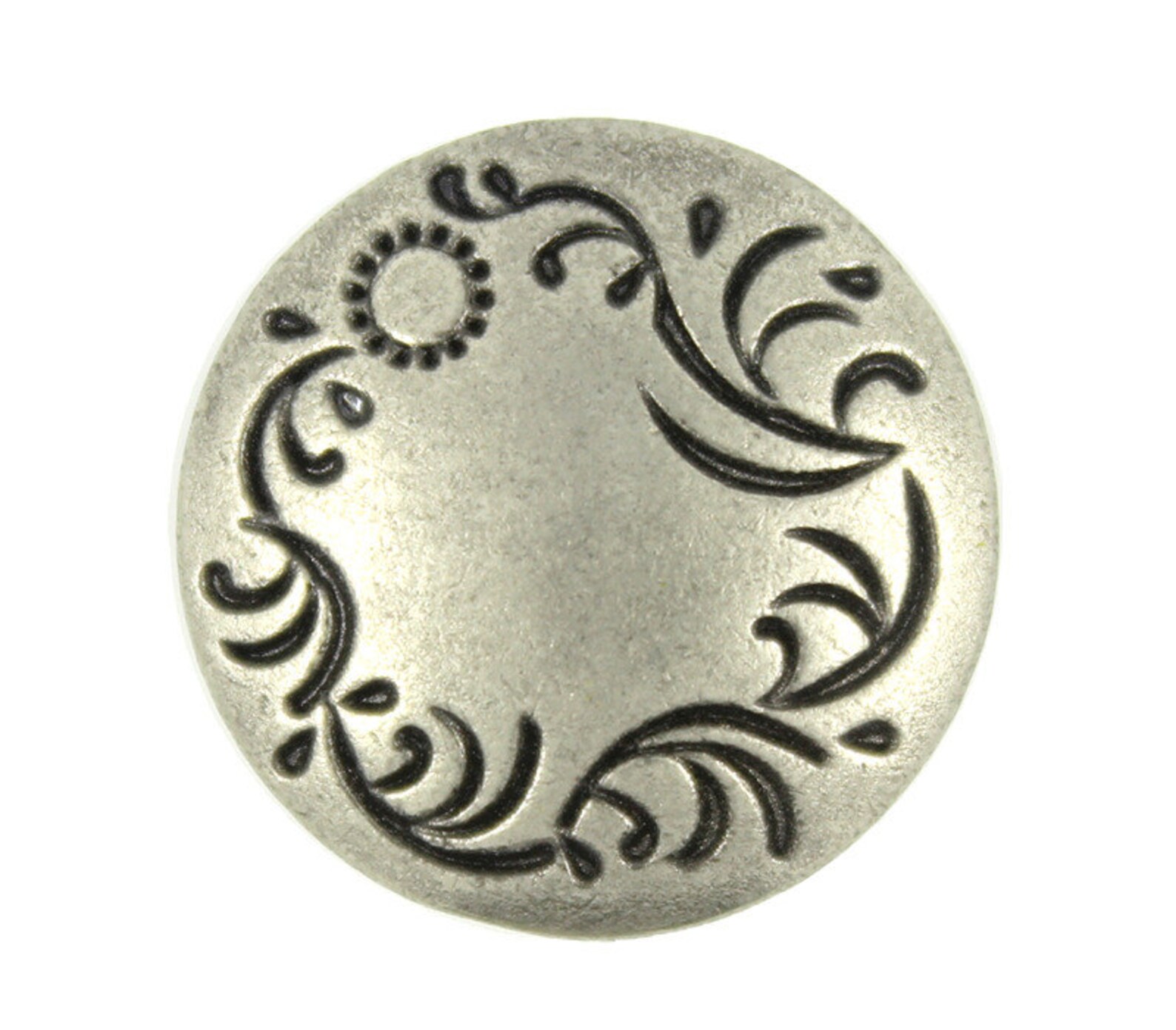 Metal Buttons - Carved Floret Metal Buttons , Gray Silver Color , Thin ...