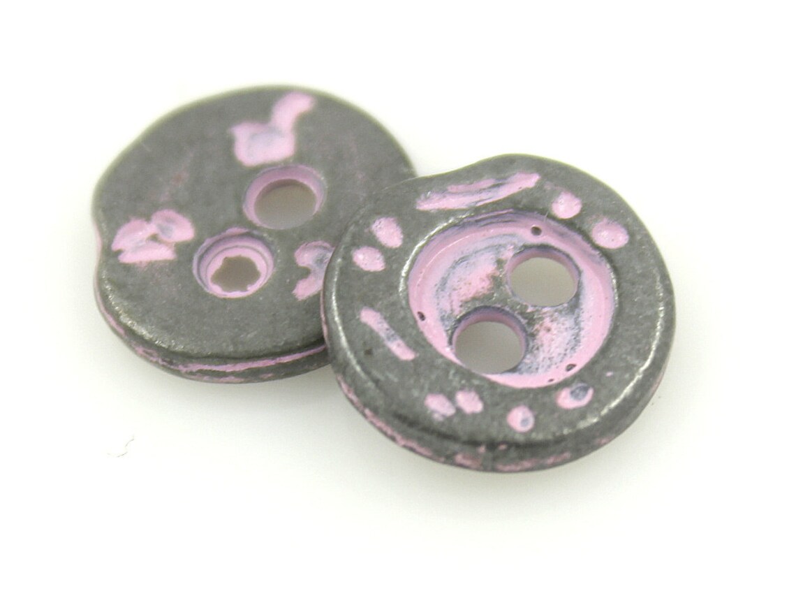 Metal Buttons Irregular Round Gunmetal Metal Hole Buttons | Etsy