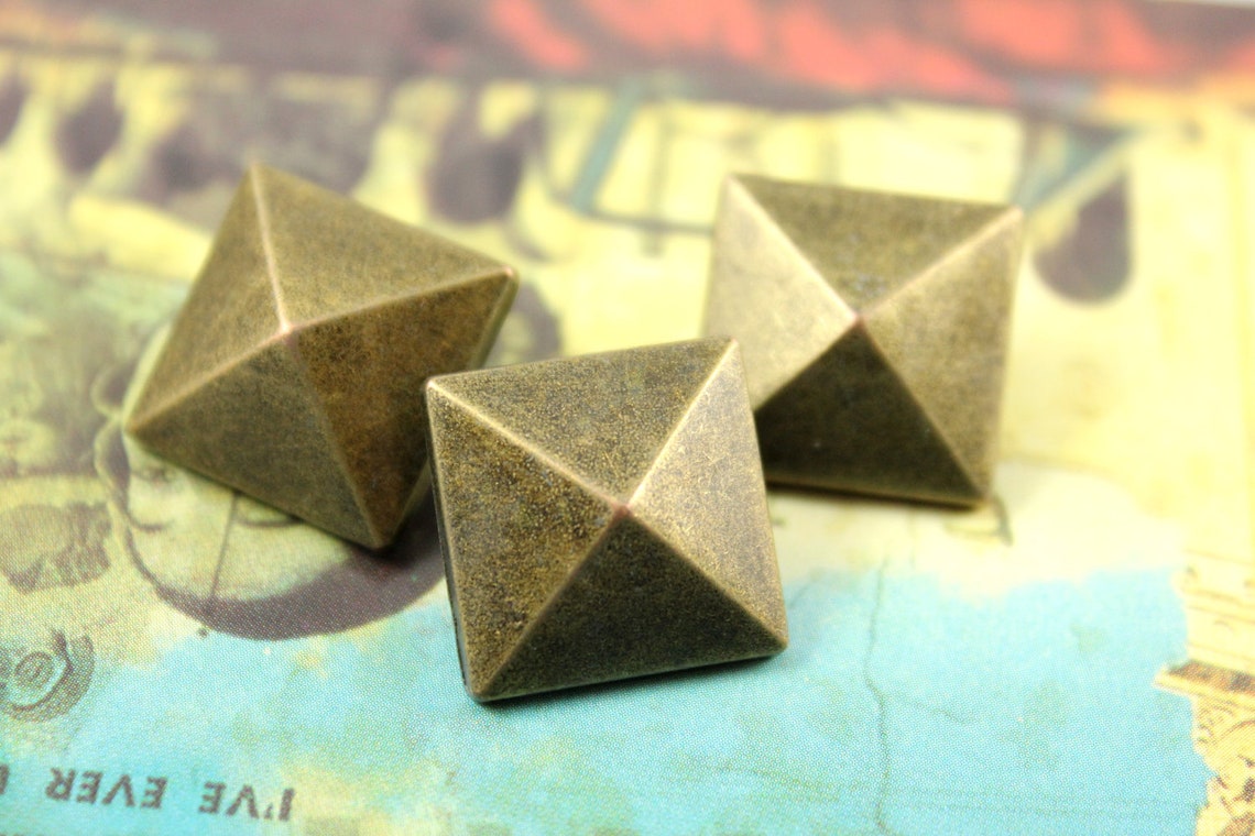 Metal Buttons - Square Flat Cone Metal Buttons , Antique Brass Color ...
