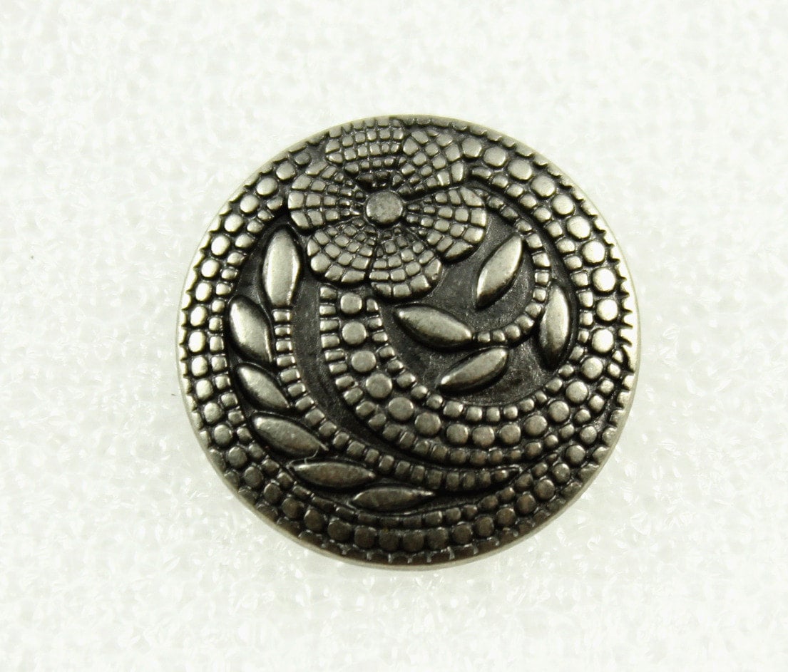 Wholesale Flower Metal Buttons Set 50 Thin Gunmetal Carved | Etsy