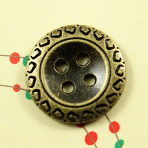 Metal Buttons - ZIG-ZAG Metal Buttons , Antique Brass Color , 4 Holes ...