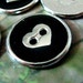 Metal Buttons Heart in Black Enamel Metal Buttons , Silver Color , 2 ...