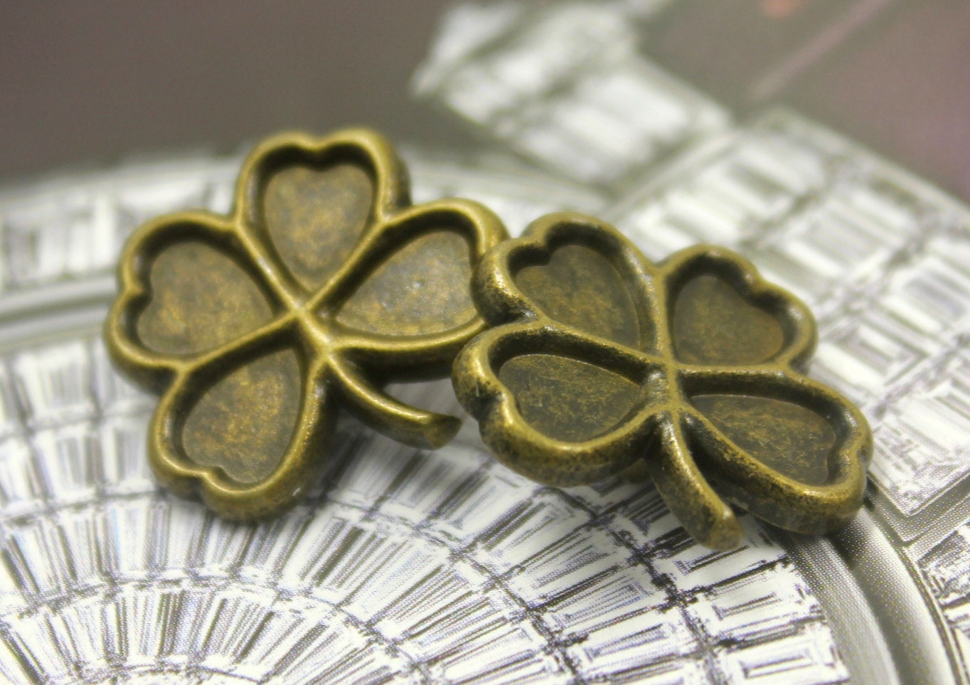 Metal Buttons Clover Metal Buttons Antiqued Brass Color - Etsy