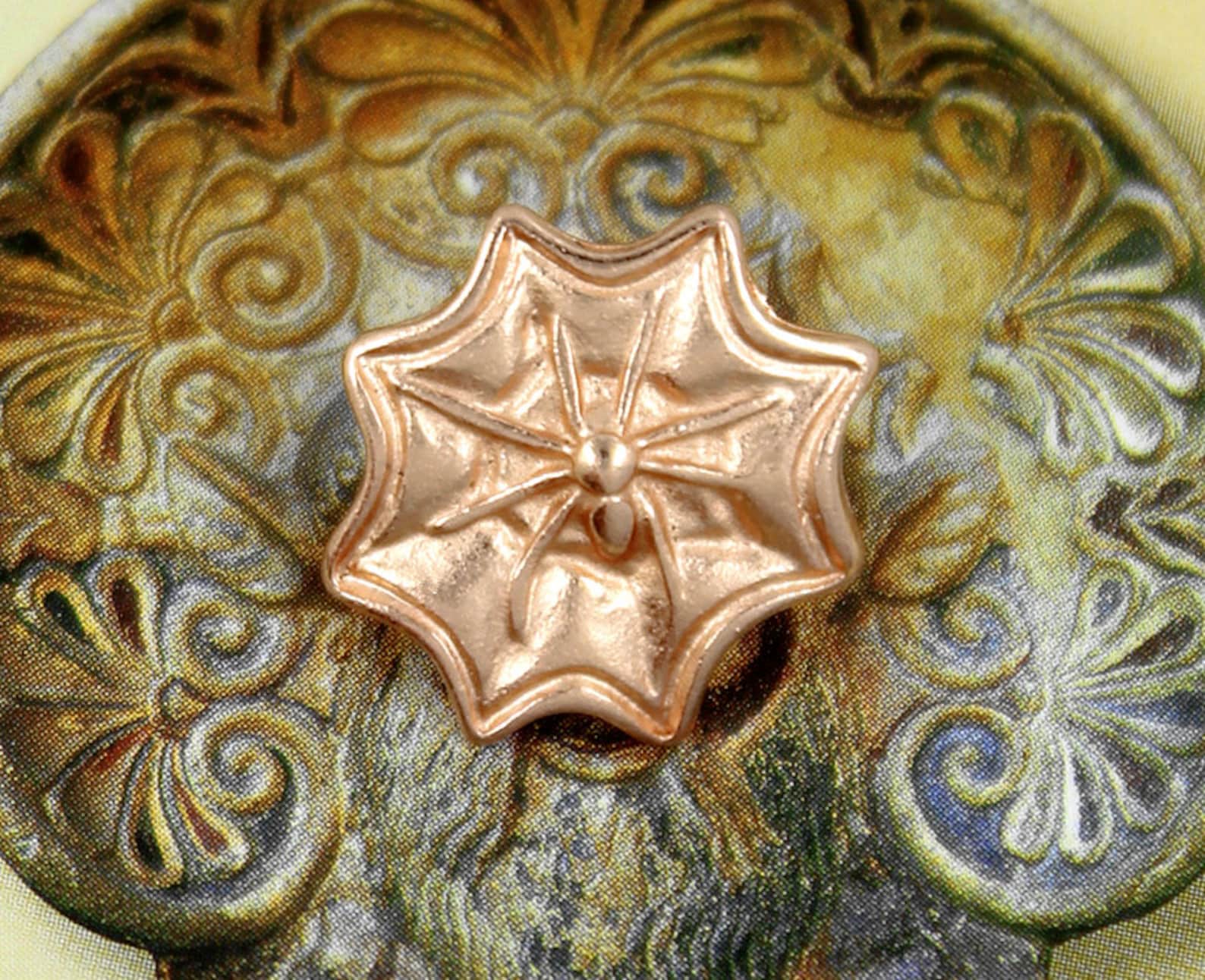 Metal Buttons Spider and Web Metal Buttons Rose Gold Color - Etsy