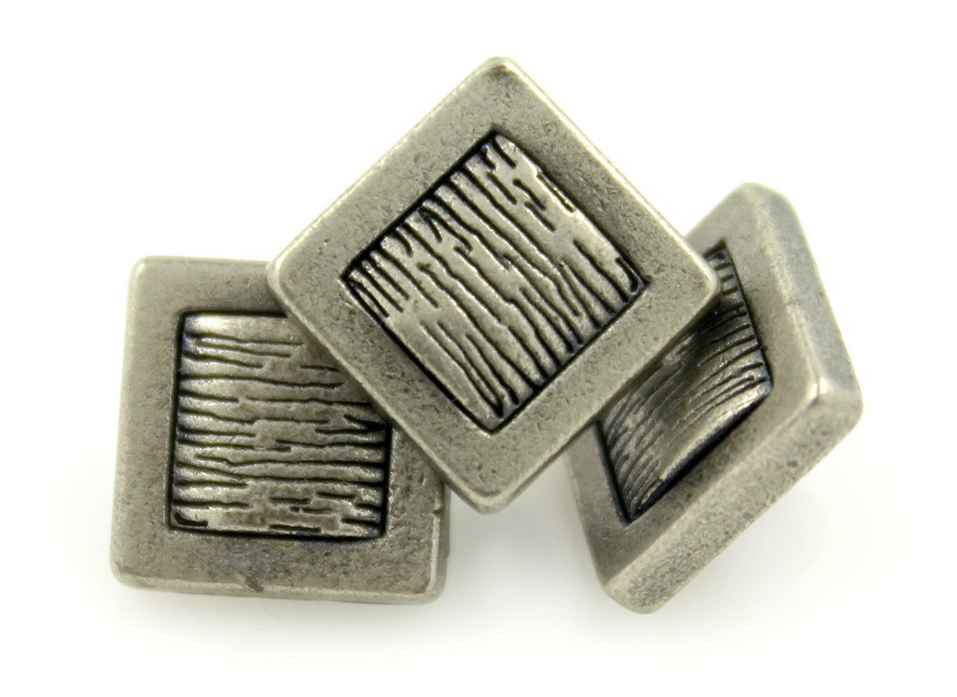 Metal Buttons - Lines Metal Buttons , Gray Silver Color , Square ...