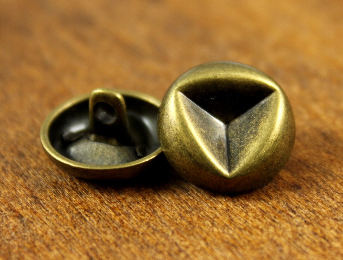Metal Buttons Triangle Concave Metal Buttons Antique Brass - Etsy