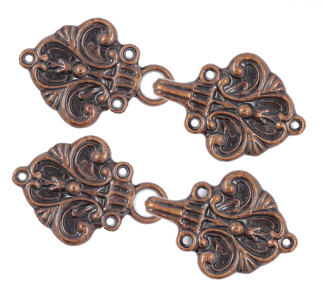 Cloak Clasp Fasteners - Stunning Antique Copper Baroque Fleur-de-lis ...