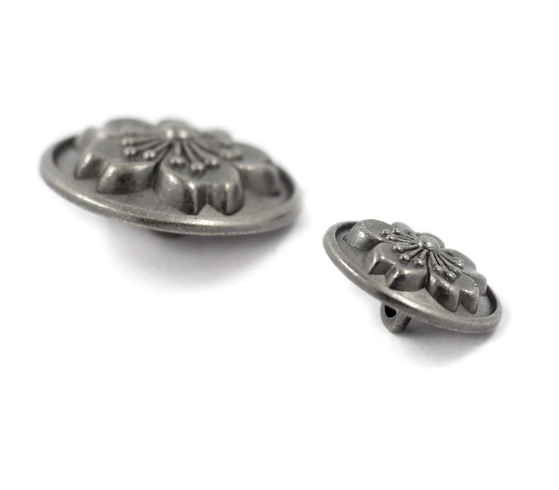 Double Blazer Button Set - Sakura Gray Silver Metal Shank Buttons Set ...