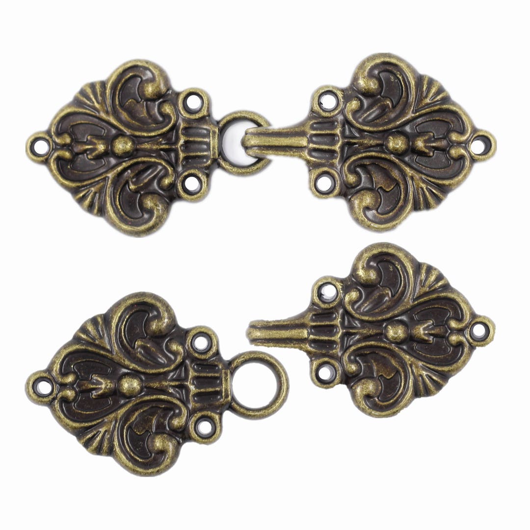 Cloak Clasp Fasteners - Stunning Antique Brass Baroque Fleur-de-lis ...