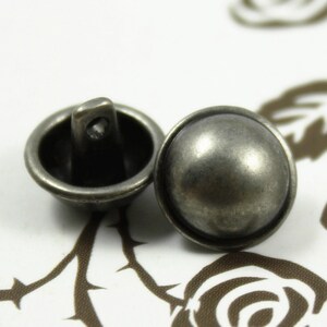 Metal Buttons - Domed Metal Buttons , Gray Silver Color , Shank , 0.47 ...
