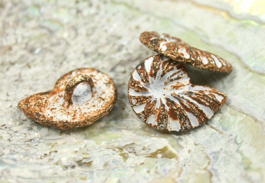 Metal Buttons - Ammonite White Rust Color Metal Shank Buttons - 0.79 ...