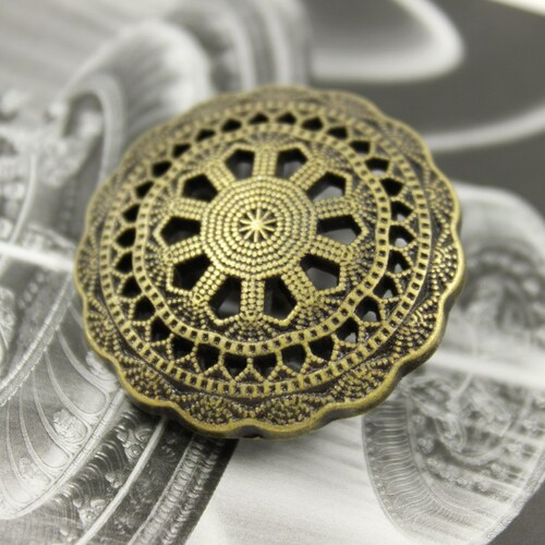 6 PCS Lacework Filigree Metal Buttons Gray Silver Color | Etsy