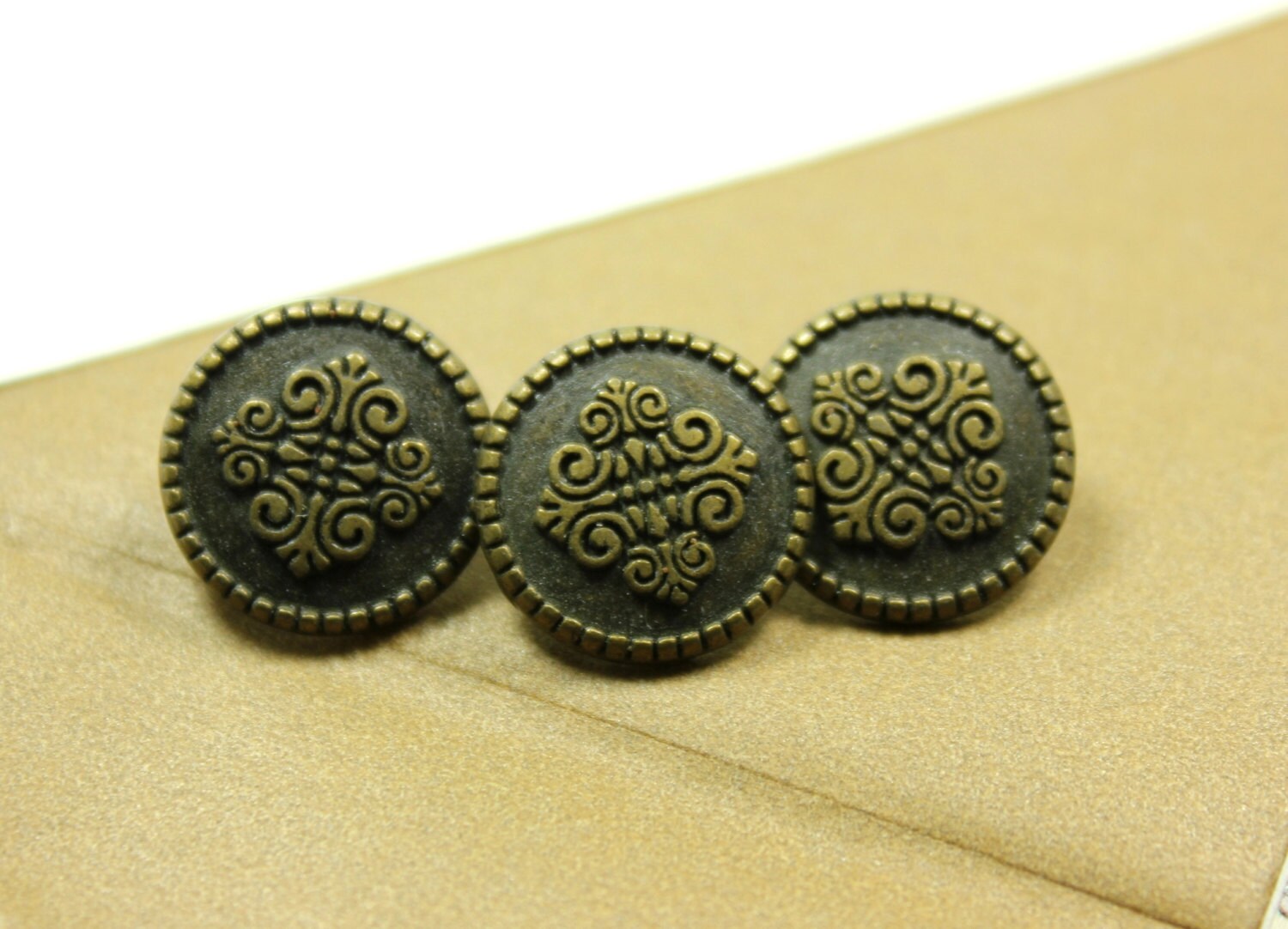 Metal Buttons Motif Texture Metal Buttons Antique Brass | Etsy