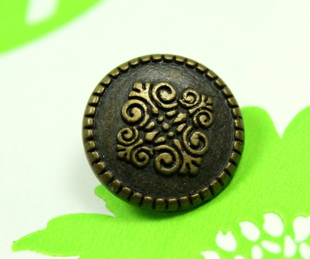 Metal Buttons - Motif Texture Metal Buttons , Antique Brass Color ...