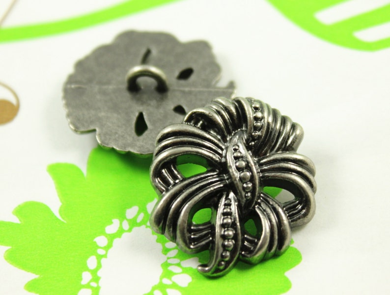 Metal Buttons - Ribbon Knots Metal Buttons , Gray Silver Color , Shank ...