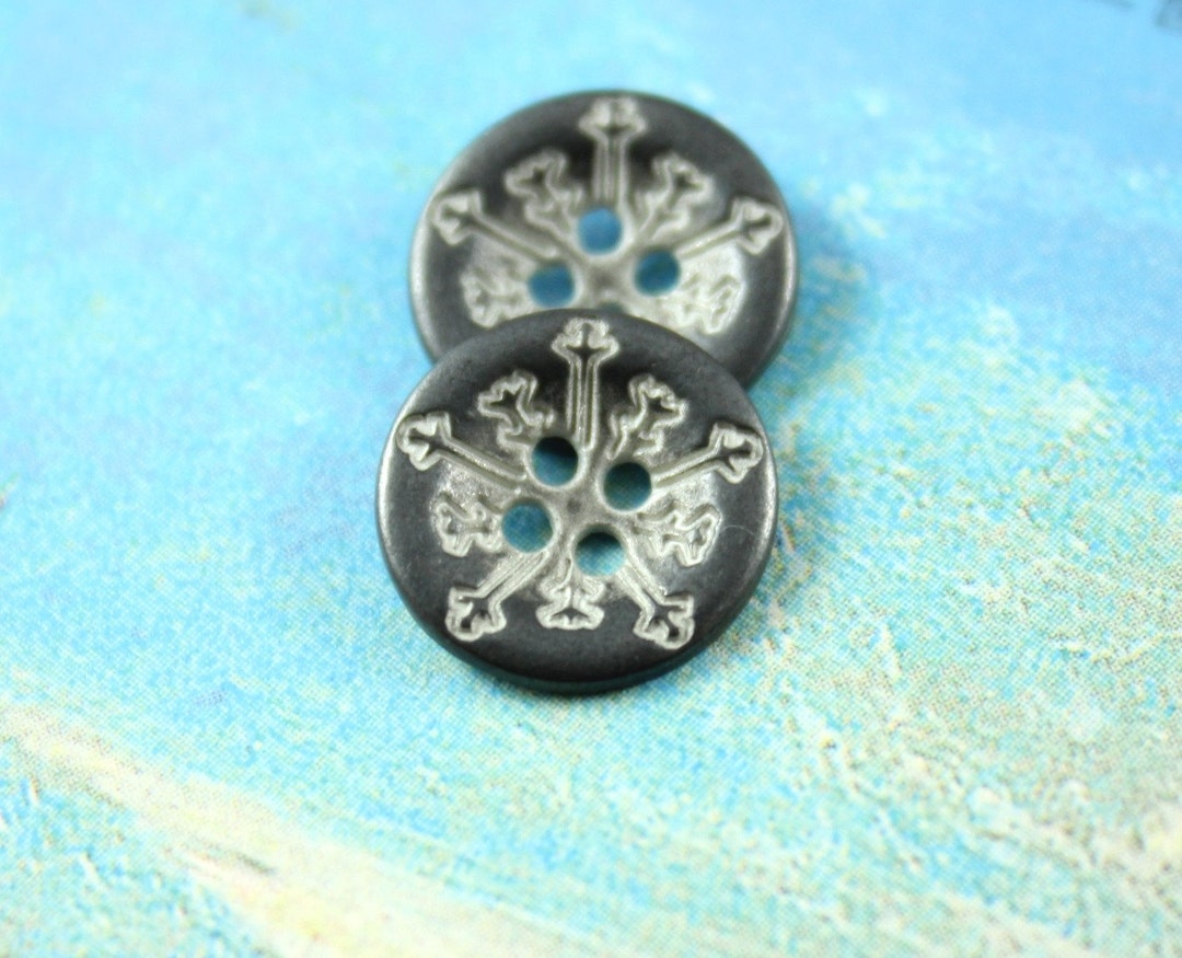 Metal Buttons - Snowflakes Metal Buttons , Gunmetal White Color , 4 ...