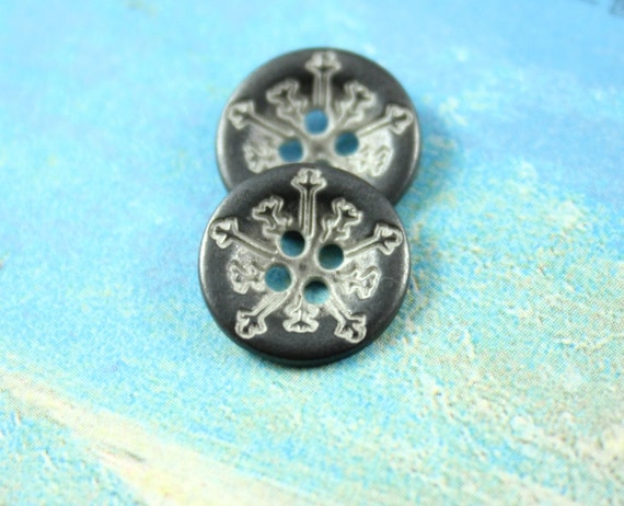 Metal Buttons Snowflakes Metal Buttons Gunmetal White | Etsy