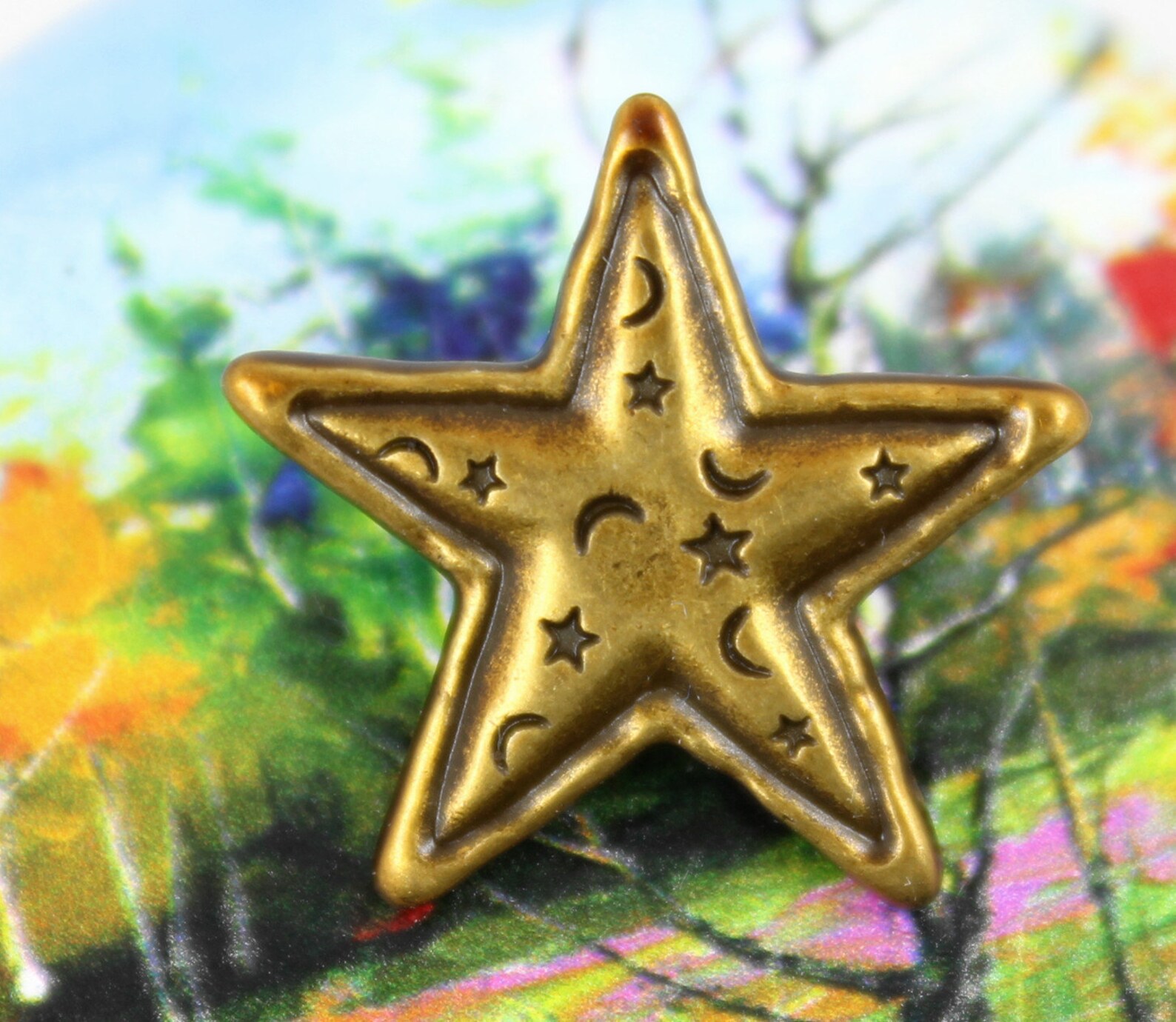 Metal Buttons - Starry Night Star Metal Buttons , Oxidized Brass Color ...
