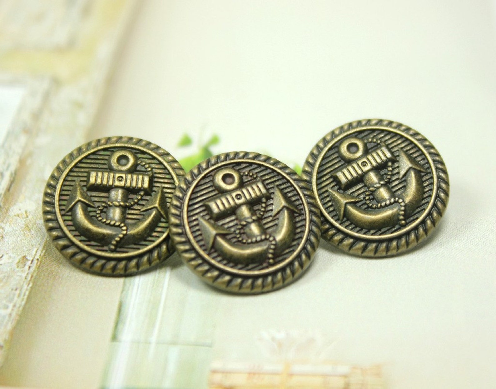 Metal Buttons Anchor Metal Buttons Antique Brass Color Etsy