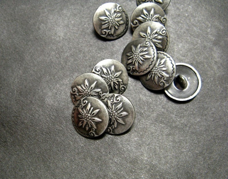Metal Buttons Edelweiss Metal Buttons Gray Silver Color | Etsy