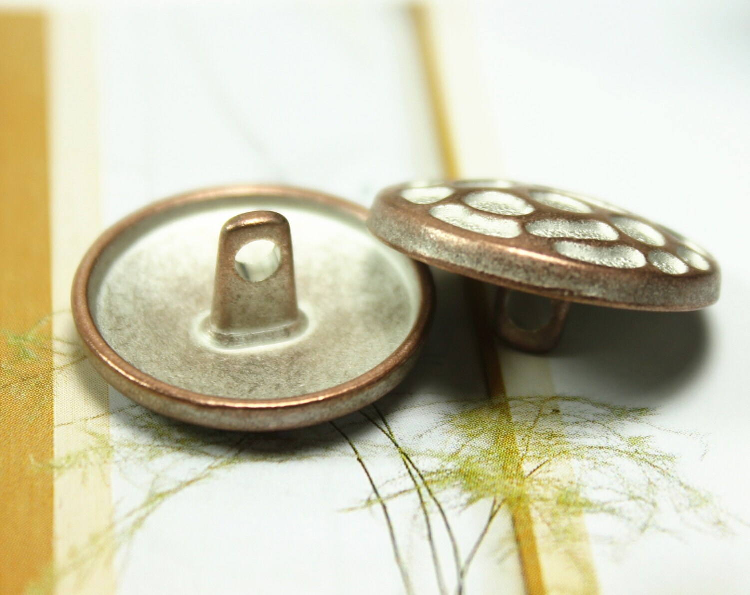 Metal Buttons Dapple Metal Buttons Copper White Color | Etsy