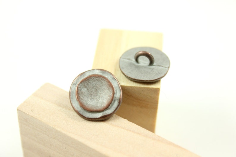 Metal Buttons - Double Circles Metal Buttons , Copper Patina Color ...