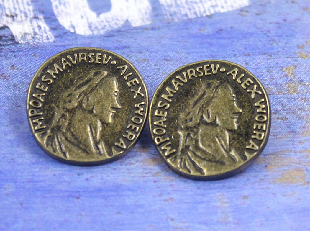 Metal Buttons Coin Style Antique Brass Metal Shank Buttons - Etsy