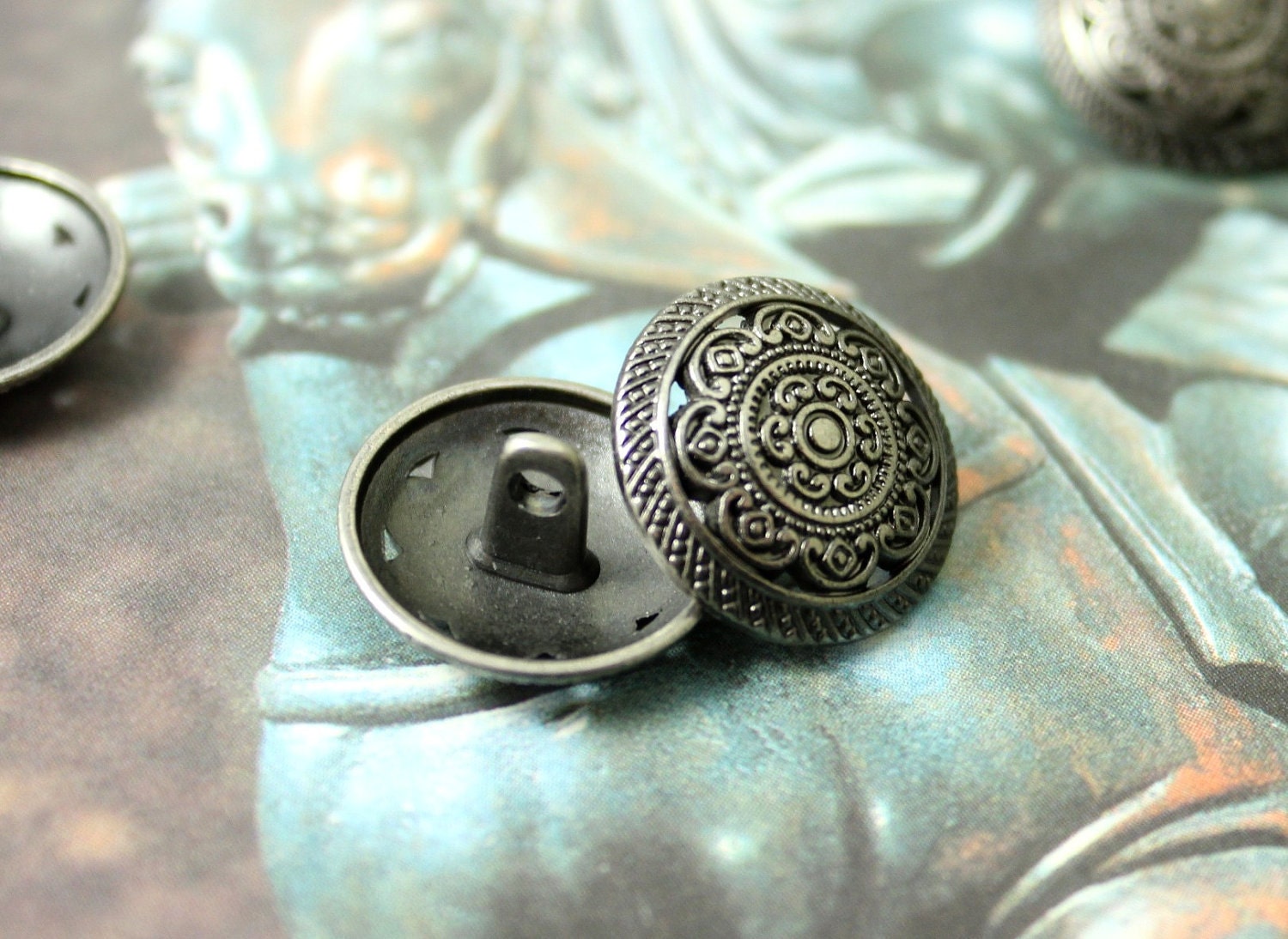 Metal Buttons Lacework Filigree Metal Buttons Gray Silver | Etsy