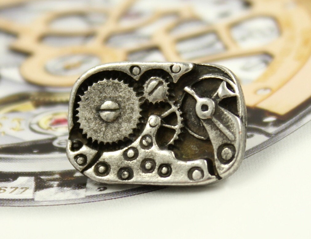 Rectangle Watch Movement Metal Buttons Antique Silver Color - Etsy