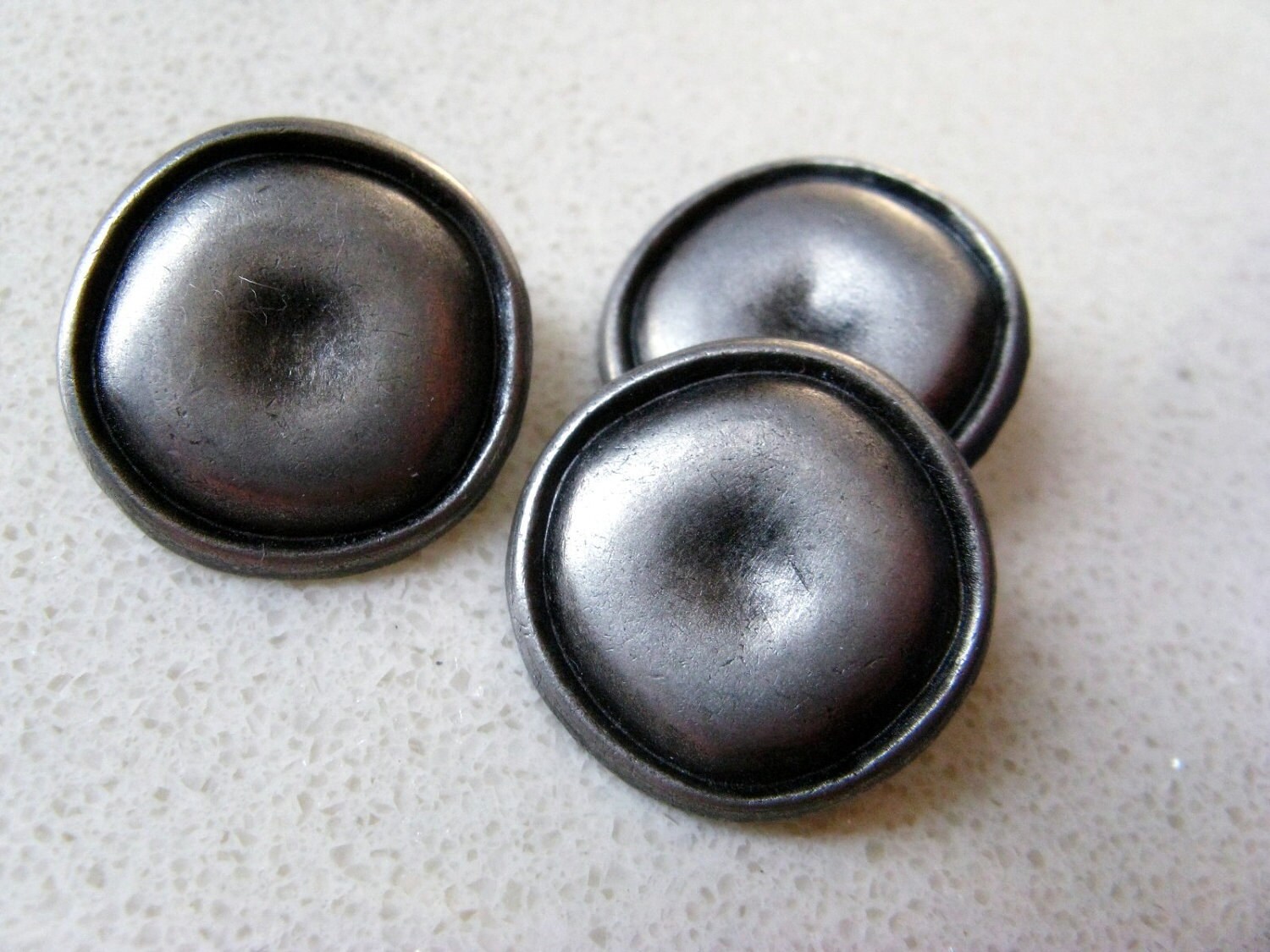 Metal Buttons Caved Rustic Round Metal Buttons Gray Silver | Etsy