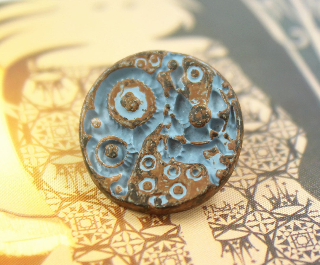 Patina Metal Buttons - Watch Movement Blue Patina Metal Shank Buttons ...