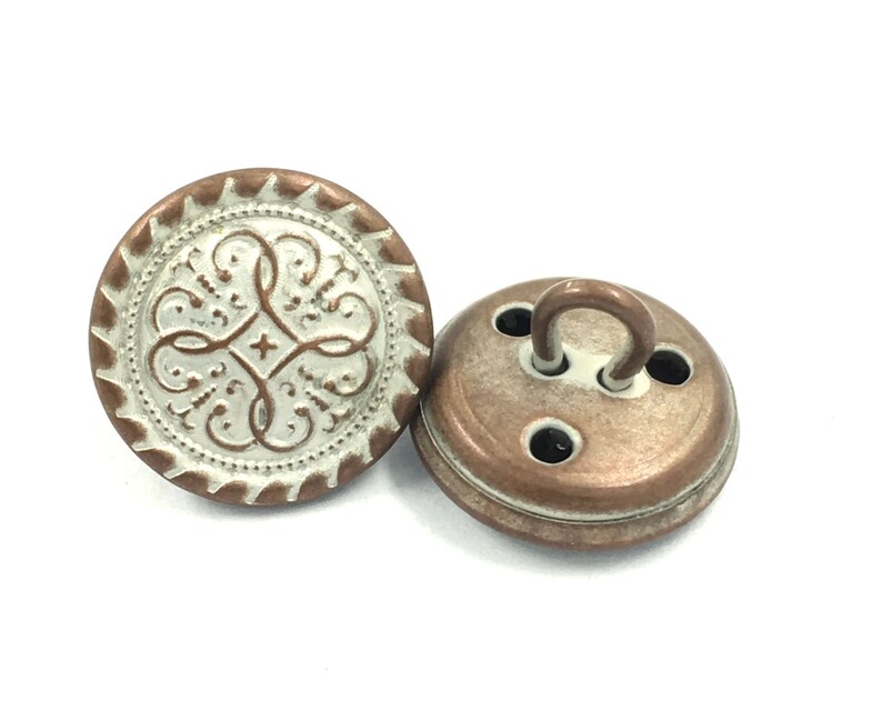 Wholesale Metal Buttons - Islamic Flower Metal Buttons , Copper White ...