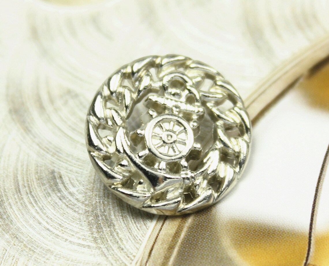 Metal Buttons Chain Anchor Metal Buttons Silver Color | Etsy