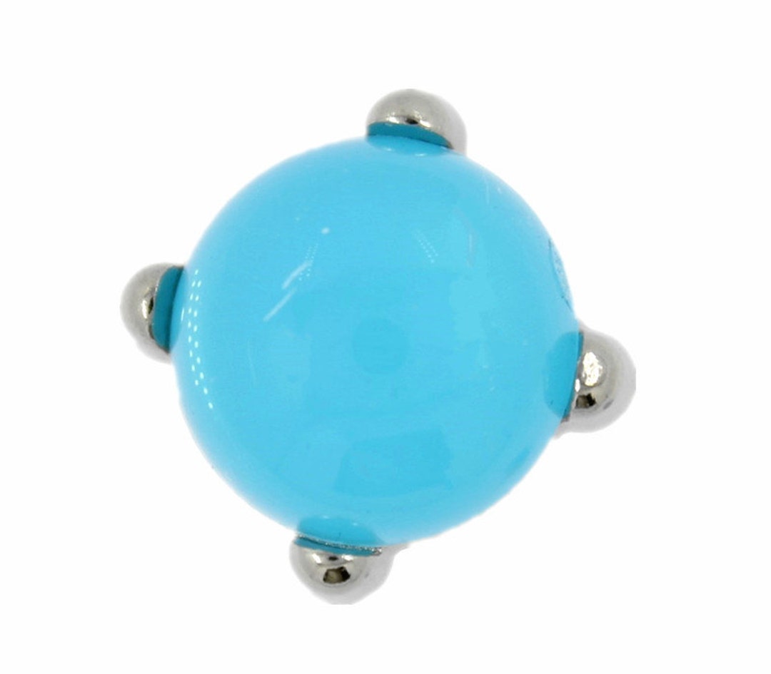 Metal Buttons - Bright Blue Bead Metal Buttons , Silver Base , Shank ...