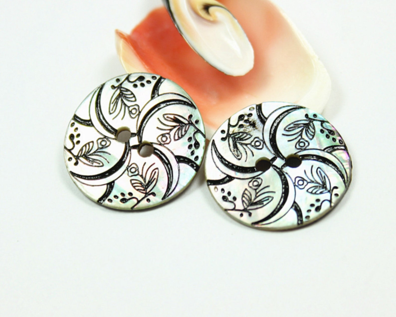 Shell Buttons Rich Luster Flower Mandala Pattern Shell - Etsy