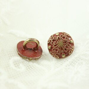 Metal Buttons - Damascene Carvings Metal Buttons , Red Paint Brass ...