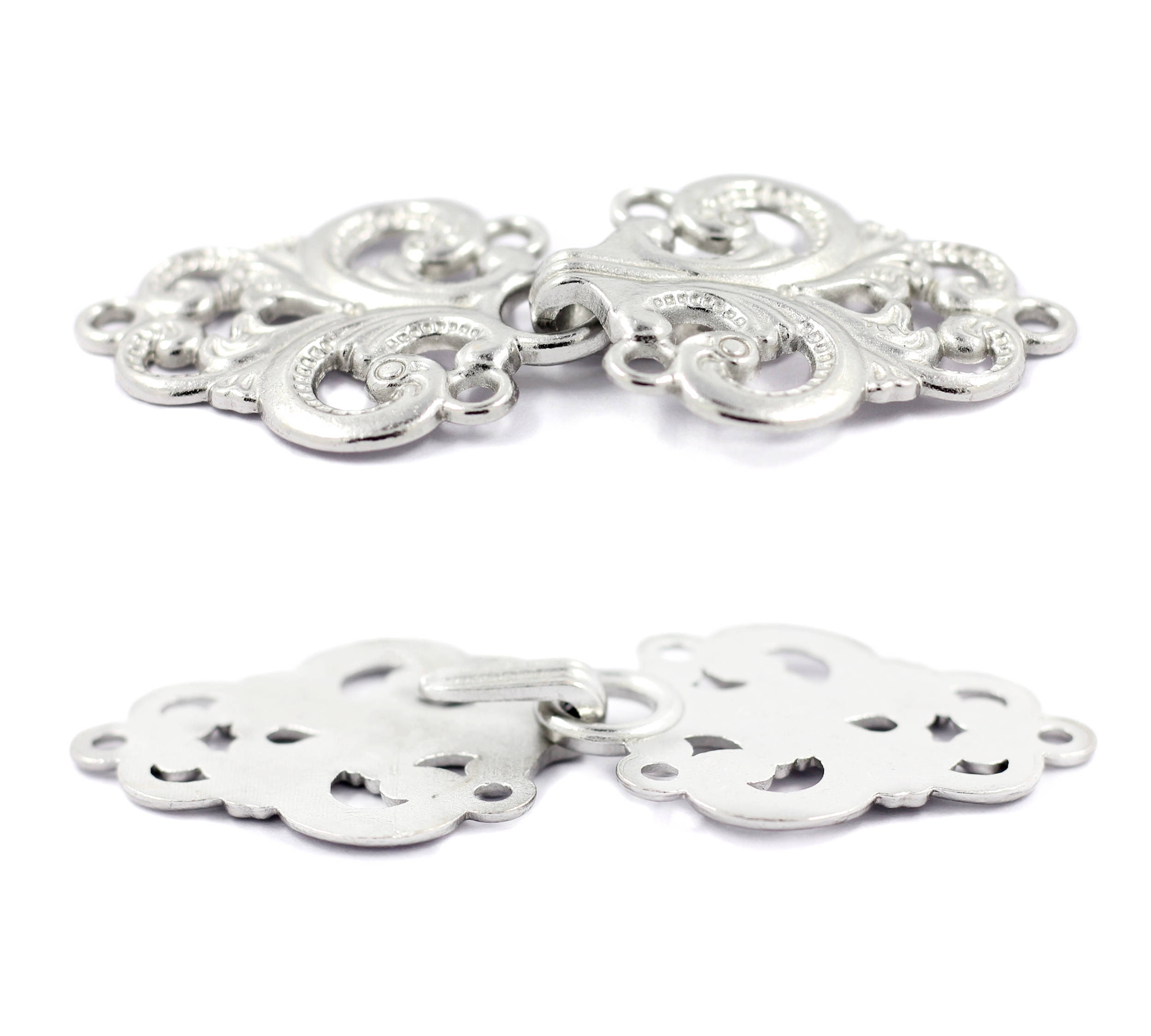HOOK and EYE Fasteners Stunning Shiny Silver Openwork - Etsy