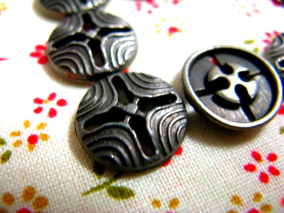 Metal Buttons Cross Hole Gunmetal Buttons.with Bump Stripes | Etsy
