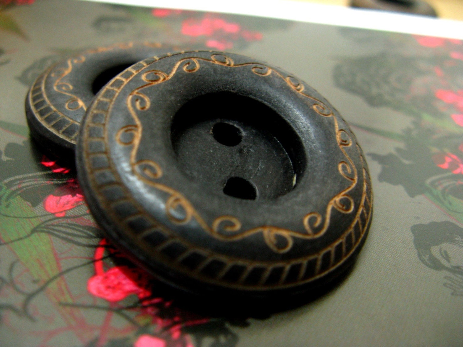 Wooden Buttons Luxury Swirls Decorative Thick Domed Border - Etsy