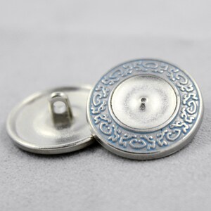 Metal Buttons - Light Blue Scrollworks Metal Buttons , Silver Color ...