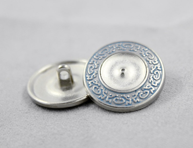 Metal Buttons Light Blue Scrollworks Metal Buttons Silver - Etsy