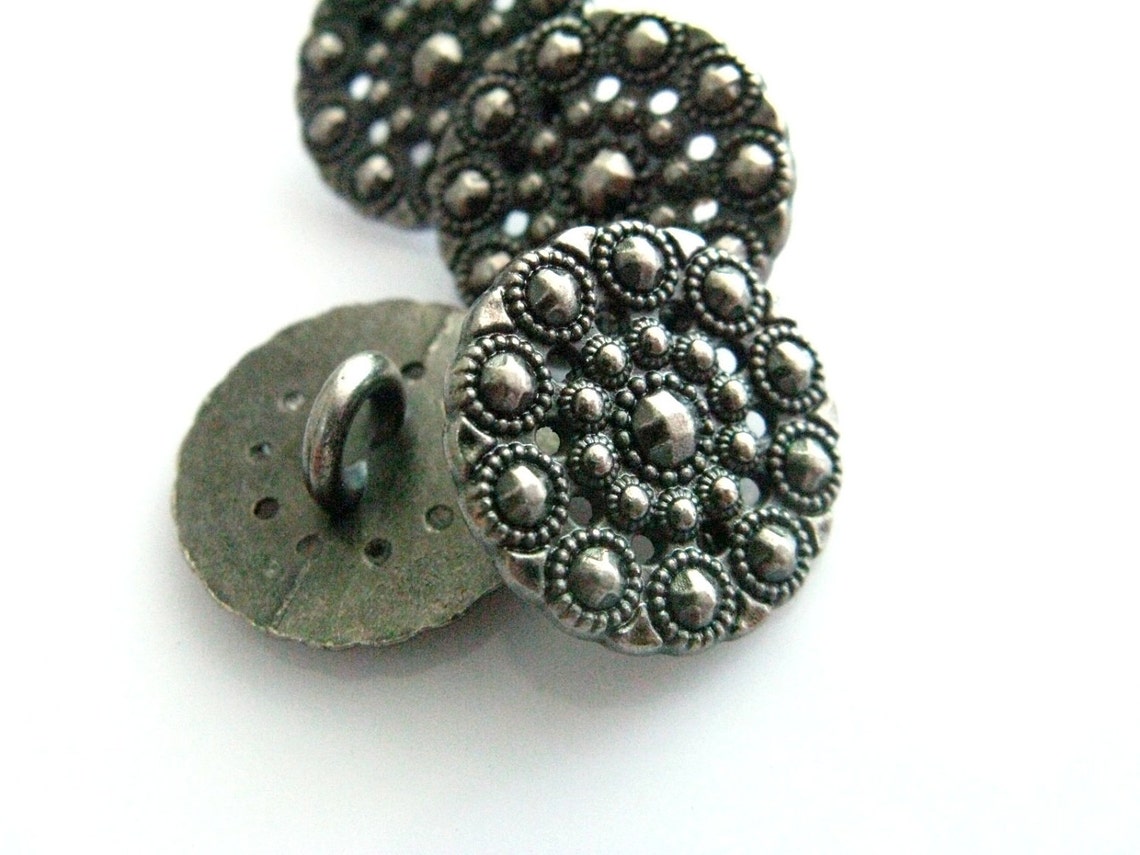 Metal Buttons - 10 Pieces Meticulous Gothic Gorgeous Open Work Beaded ...