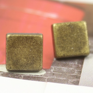 Metal Buttons - Square Metal Buttons , Antique Brass Color , Shank , 0. ...