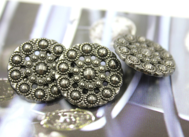 Metal Buttons Beads Flower Metal Buttons Gunmetal Color | Etsy